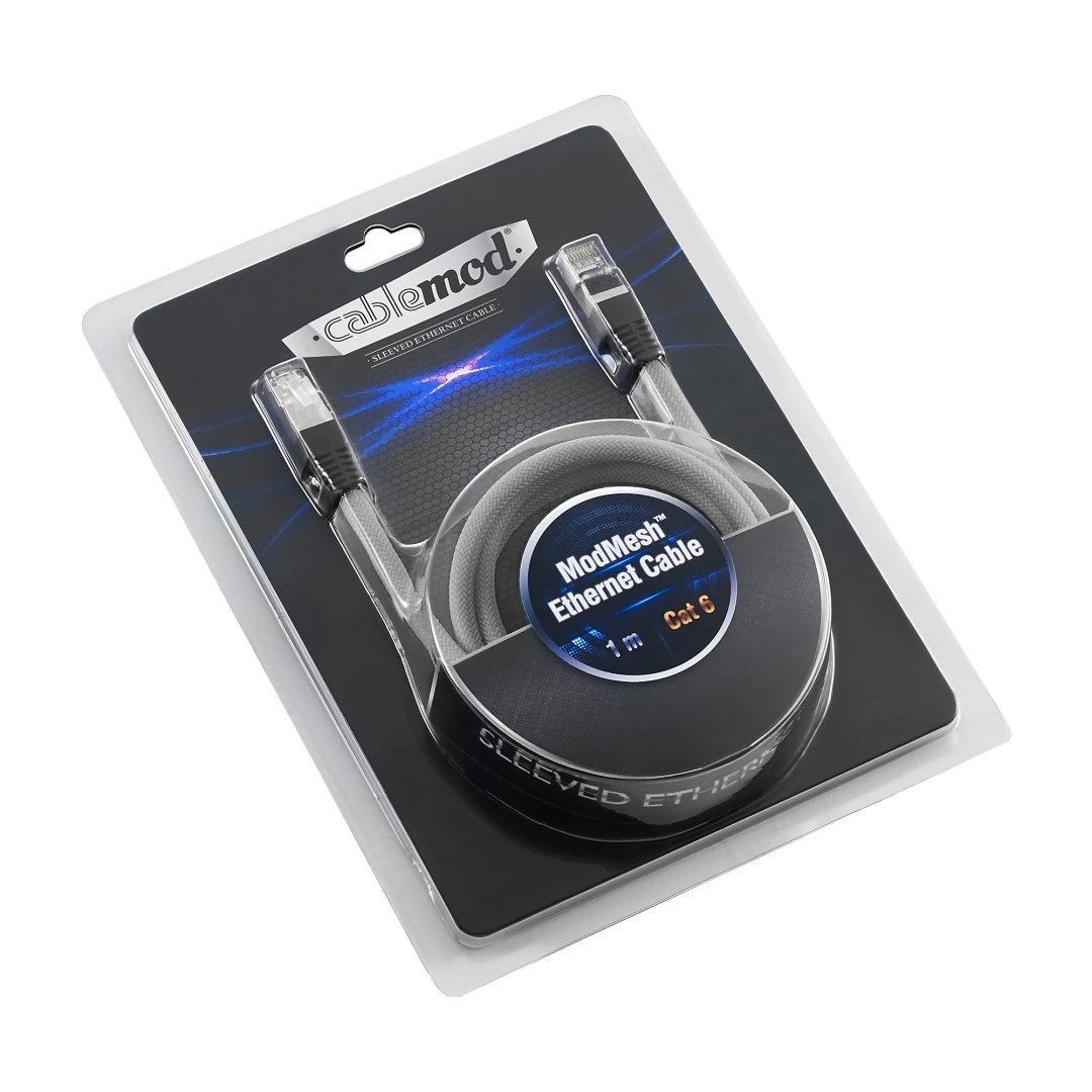 CableMod ModMesh™ Cat 6 Ethernet Cable - 1m - SILVER