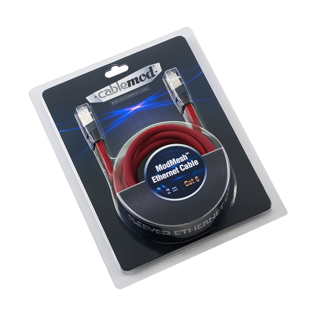 CableMod ModMesh™ Cat 6 Ethernet Cable - 2m - RED