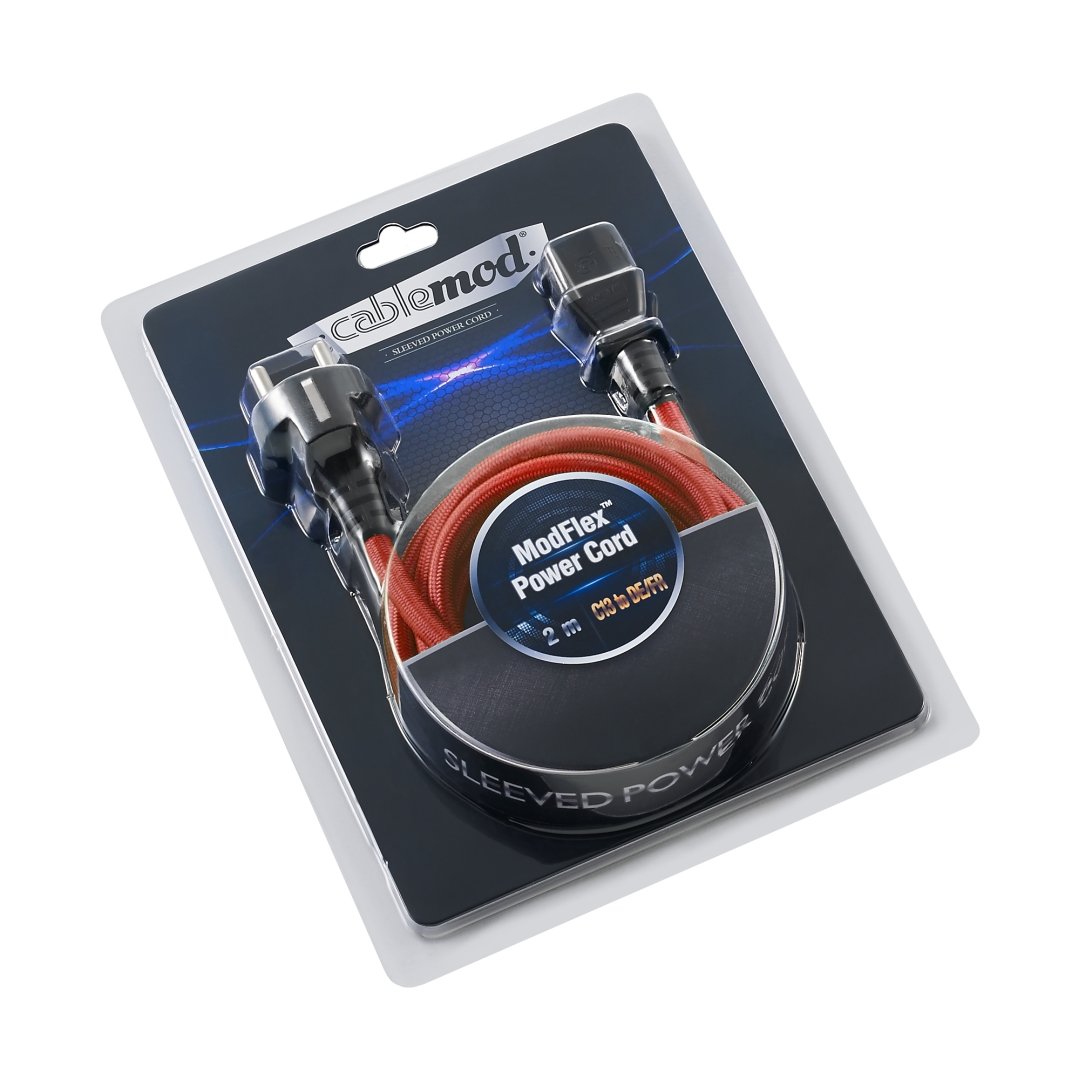 CableMod ModFlex™ Power Cord - C13 to DE/FR Plug - 2m - RED