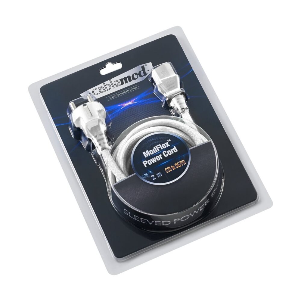 CableMod ModFlex™ Power Cord - C13 to DE/FR Plug - 2m - WHITE