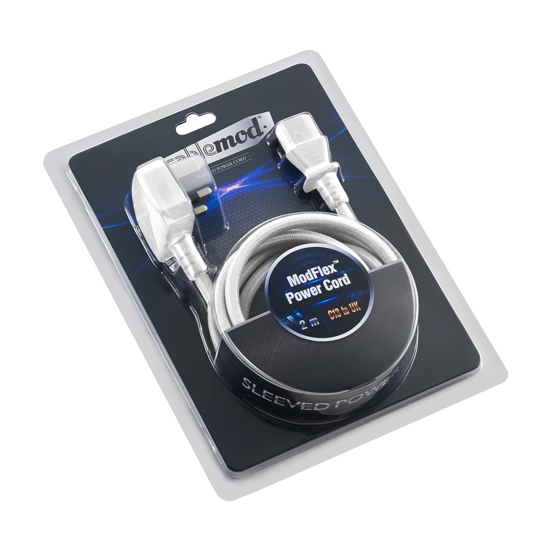 CableMod ModFlex™ Power Cord - C13 to UK Plug - 2m - WHITE