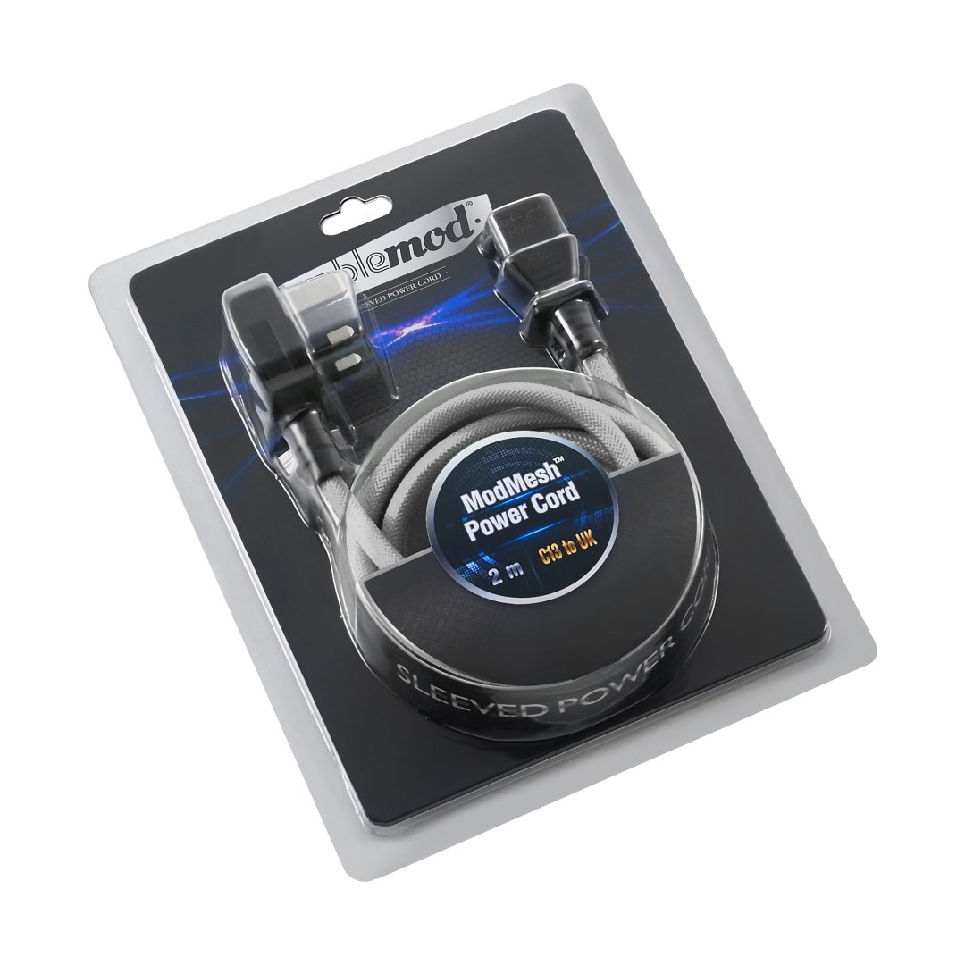 CableMod ModMesh™ Power Cord - C13 to UK Plug - 2m - SILVER