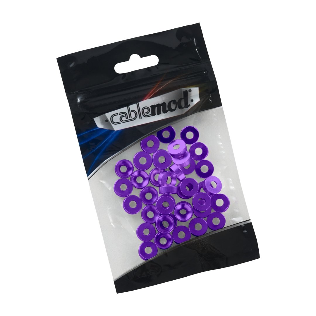 CableMod Anodized Aluminum Washers - M4 40 Pack - PURPLE