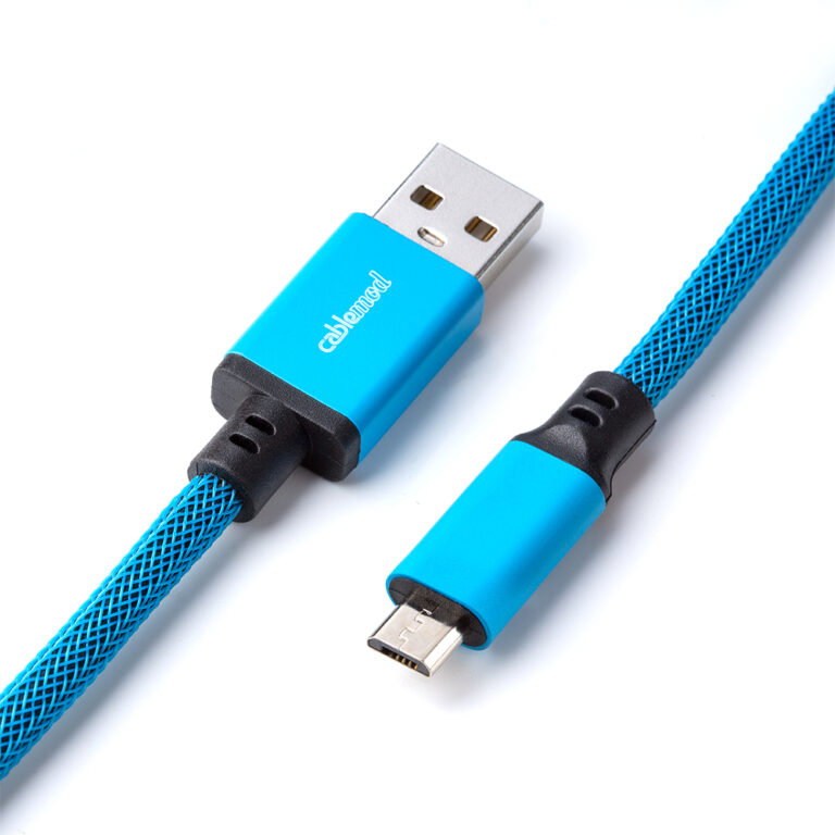 CableMod Classic Coiled Keyboard Cable (Spectrum Blue, USB A to Micro ...